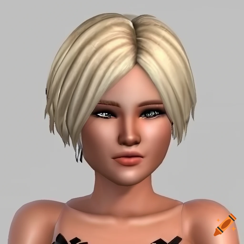 The sims 1 style person with short blonde shiny hair and party clothes ...