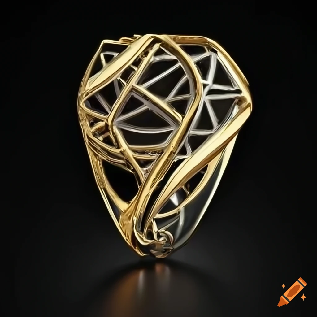 18K white and yellow gold futuristic, fantasy, freeform, and high tech ...