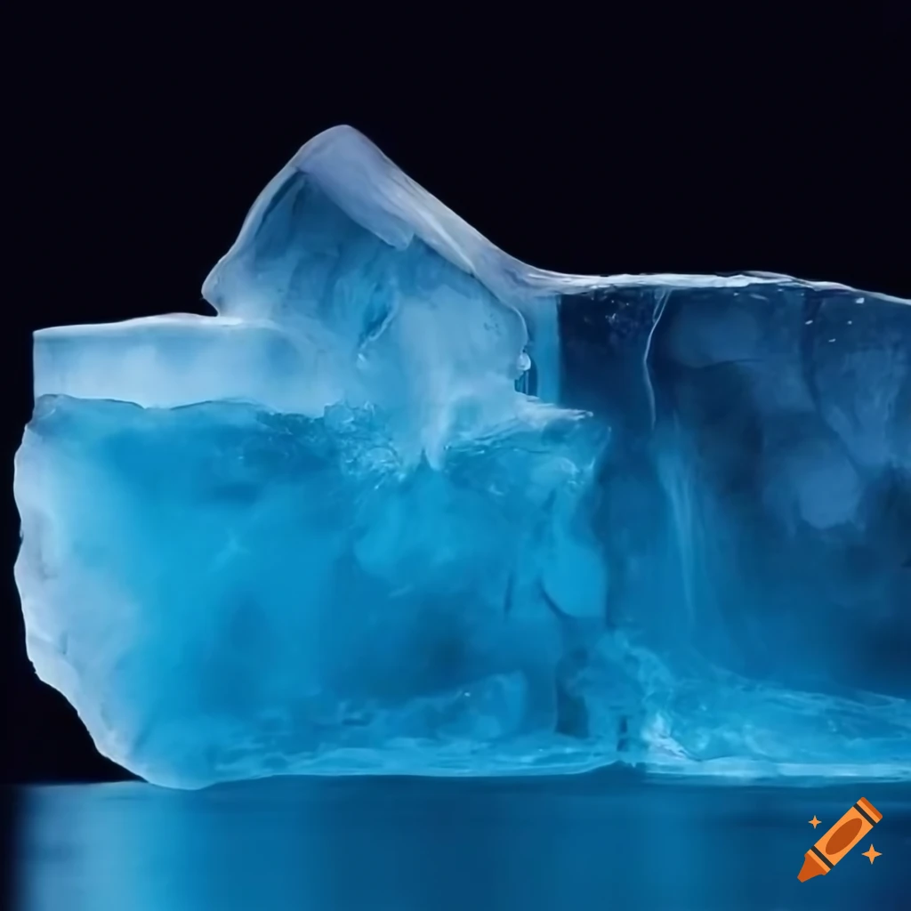 A photograph of students presenting the [giant melting block of blue ...