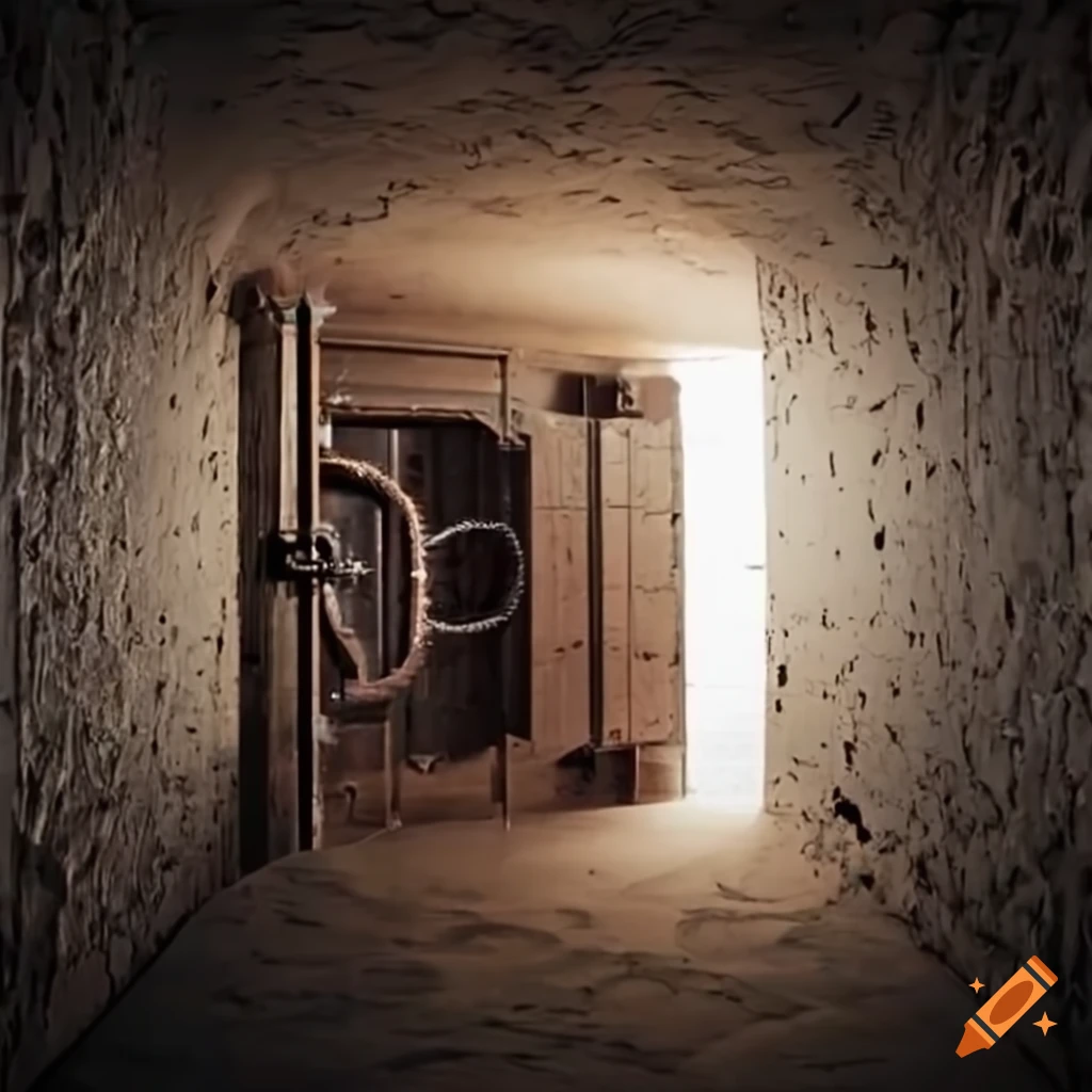 An open vault that contains a roll of paper