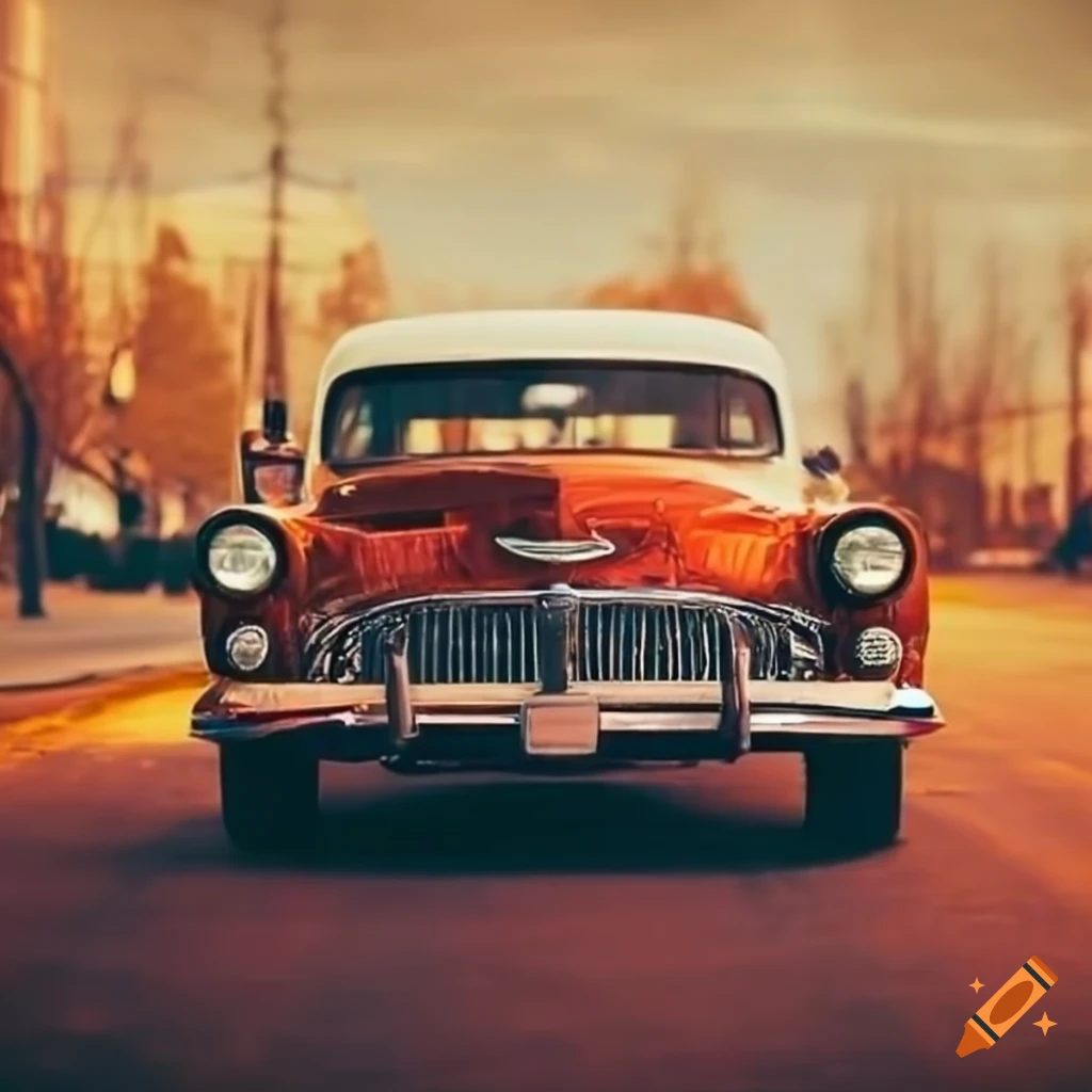 Vintage car golden hour