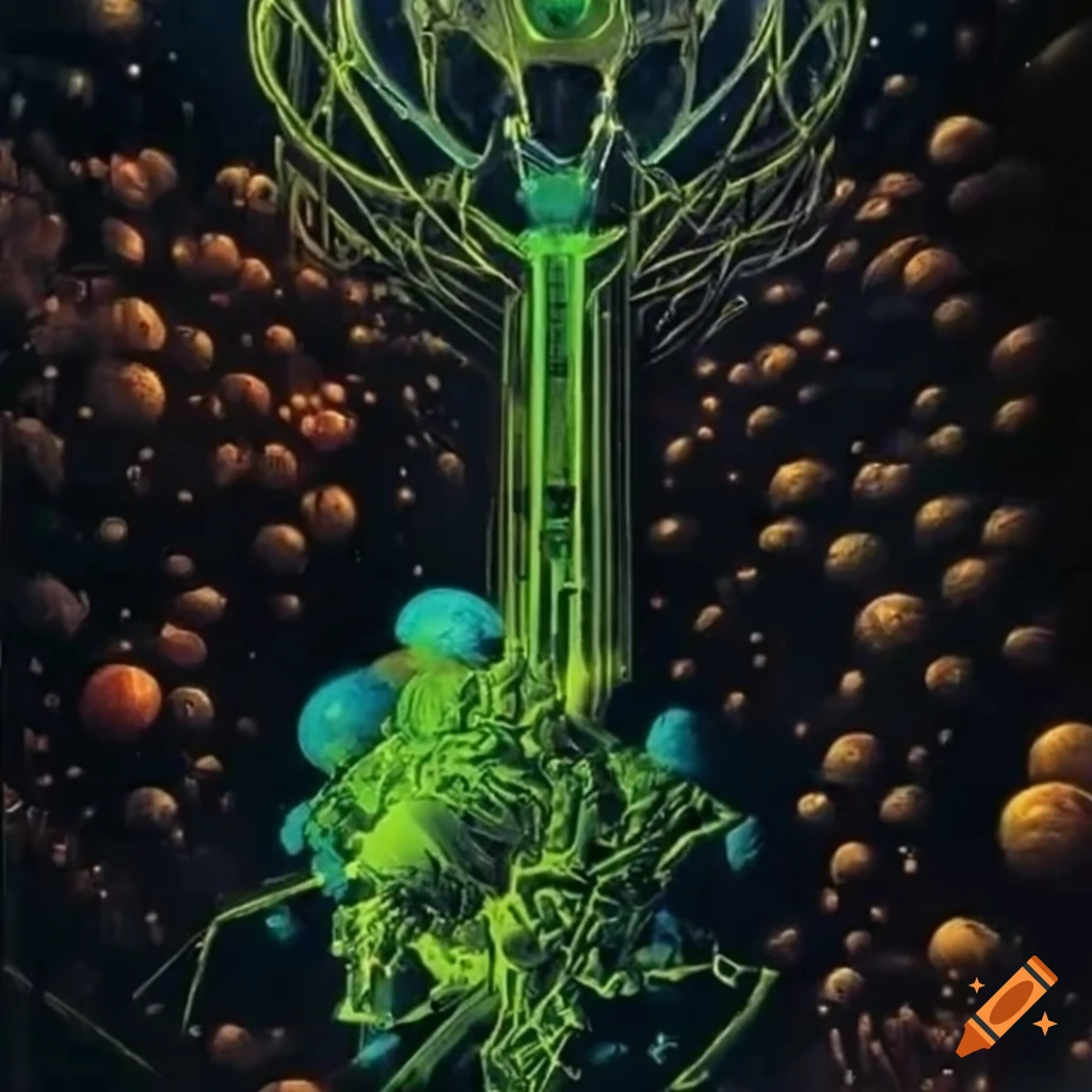 70s sci fi bio machine art on Craiyon