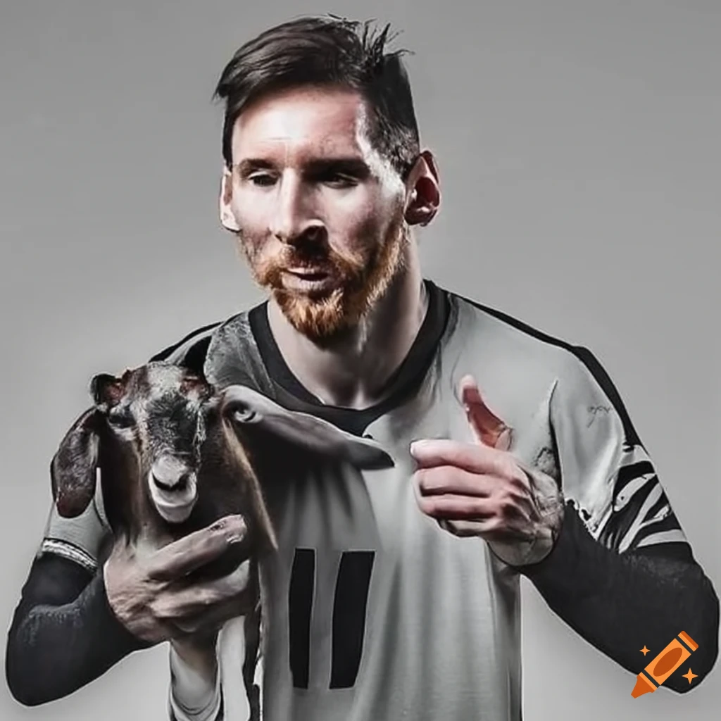 Messi holding a goat