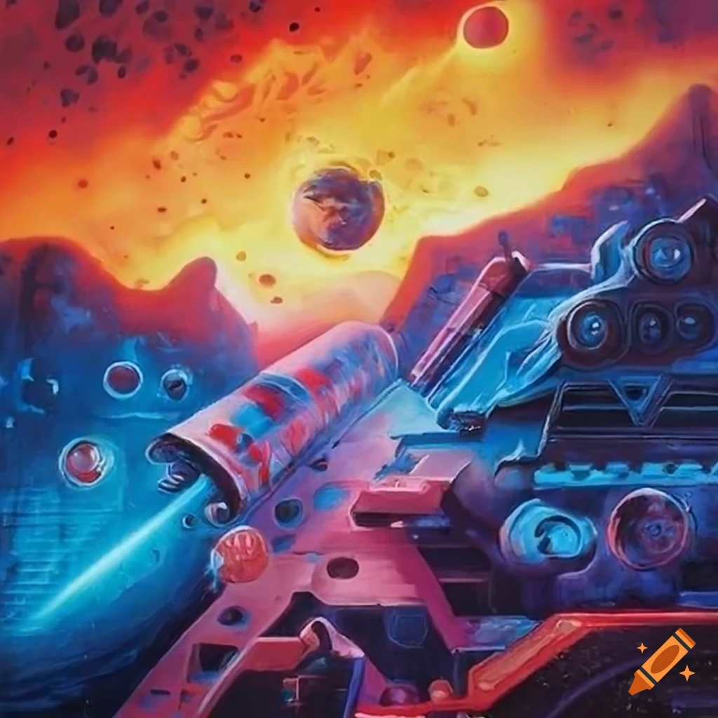 80s sci fi membrane machine painting