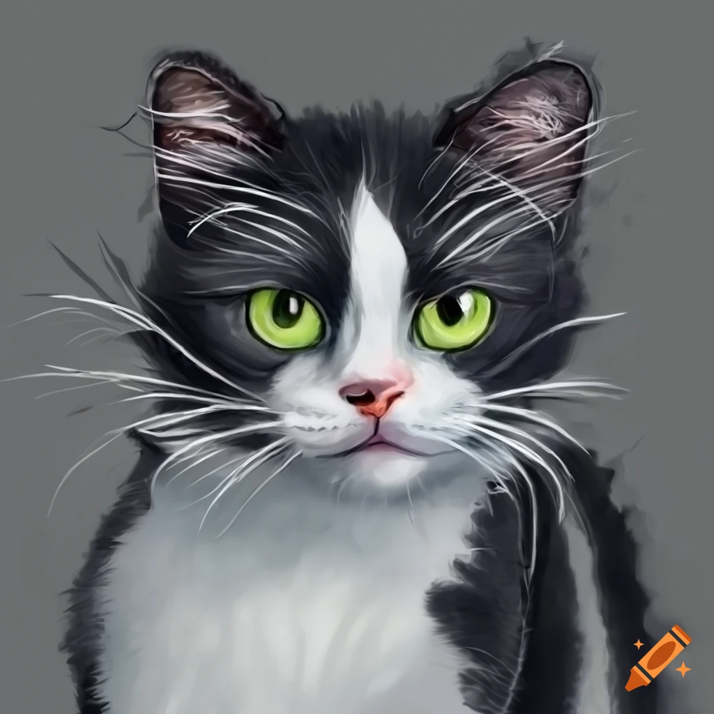 Black and white cat 2d