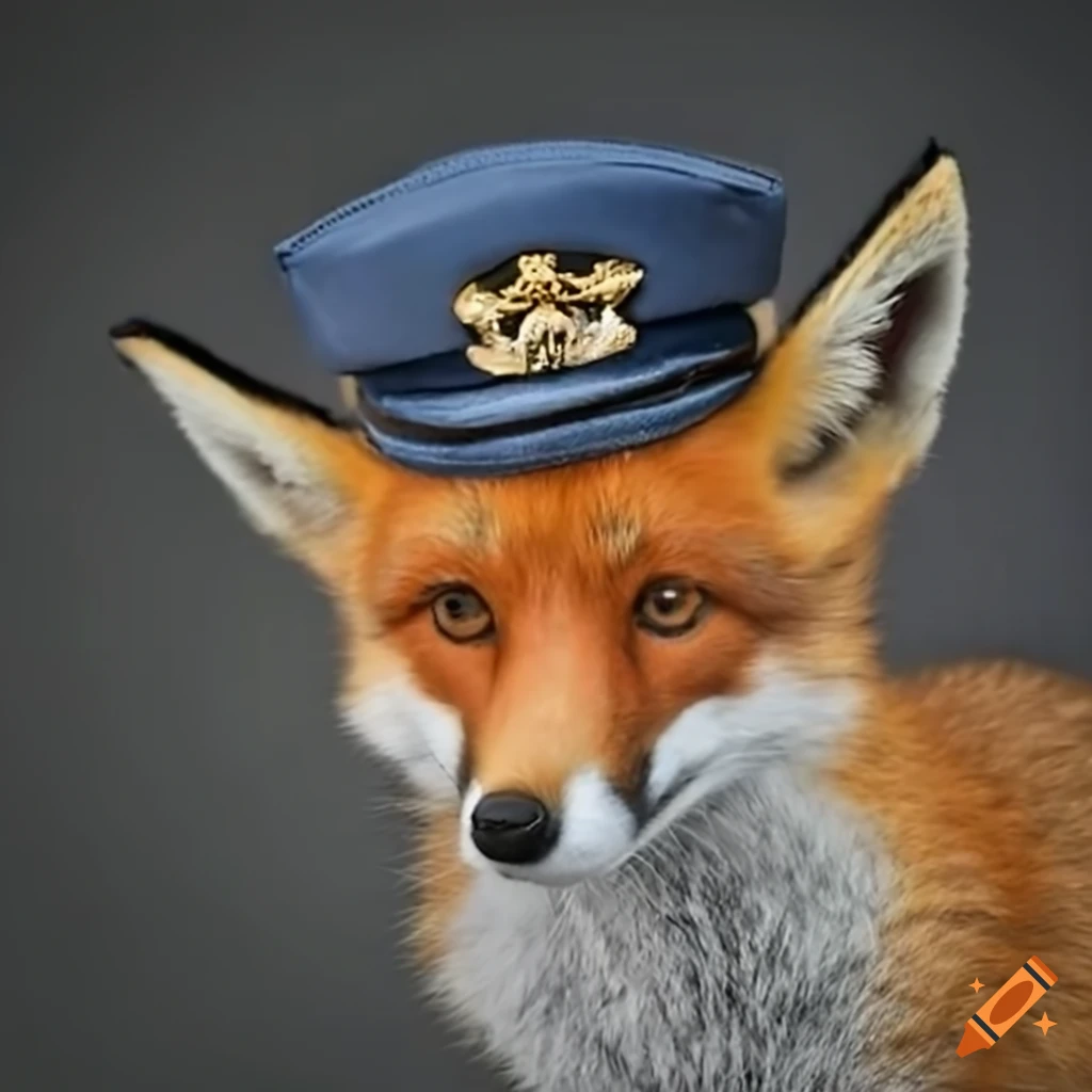 Fox wearing airline captain hat on Craiyon