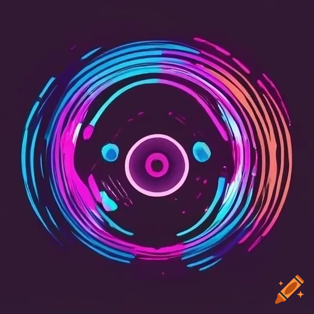 A dj mixing tracks under blue and pink lighting