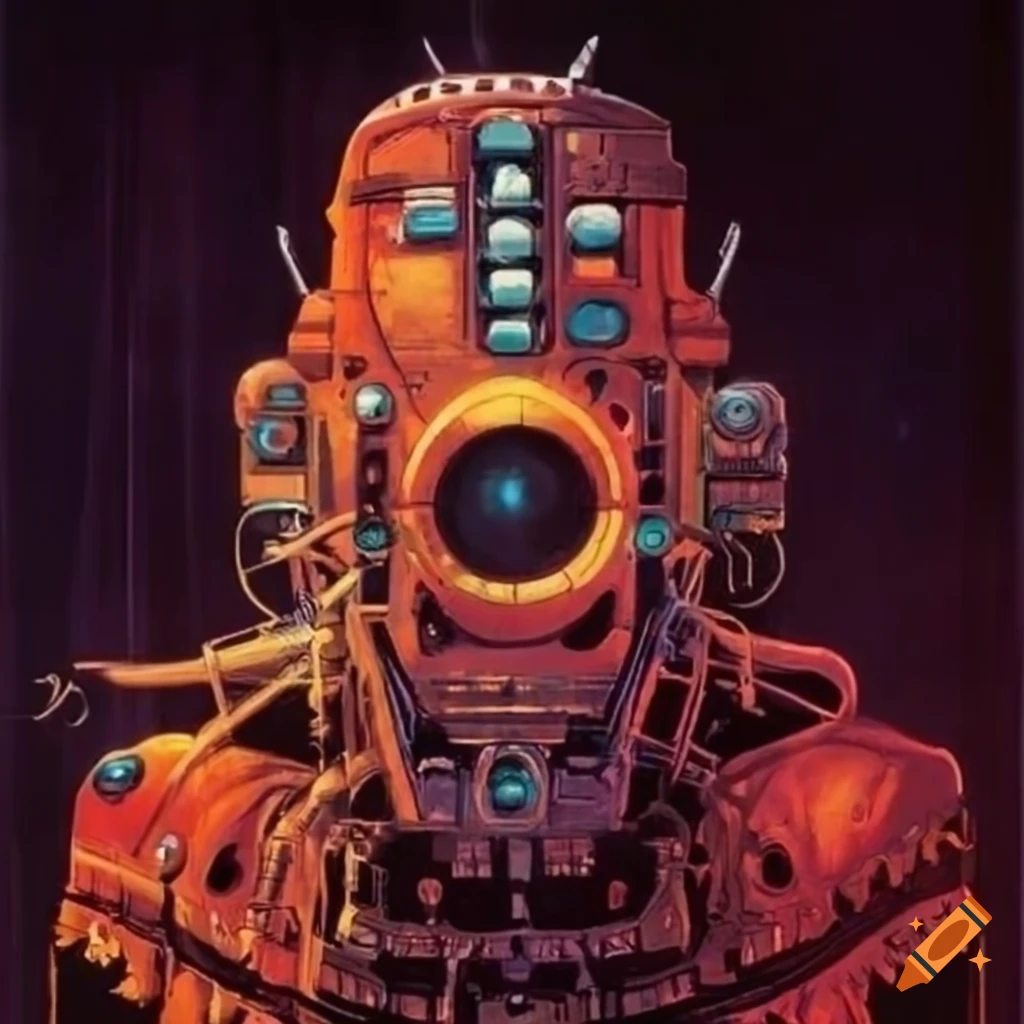 70s sci fi bio machine art on Craiyon