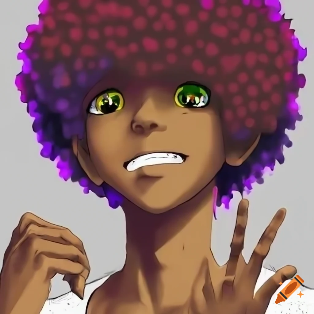 Anime black boy with afro on Craiyon