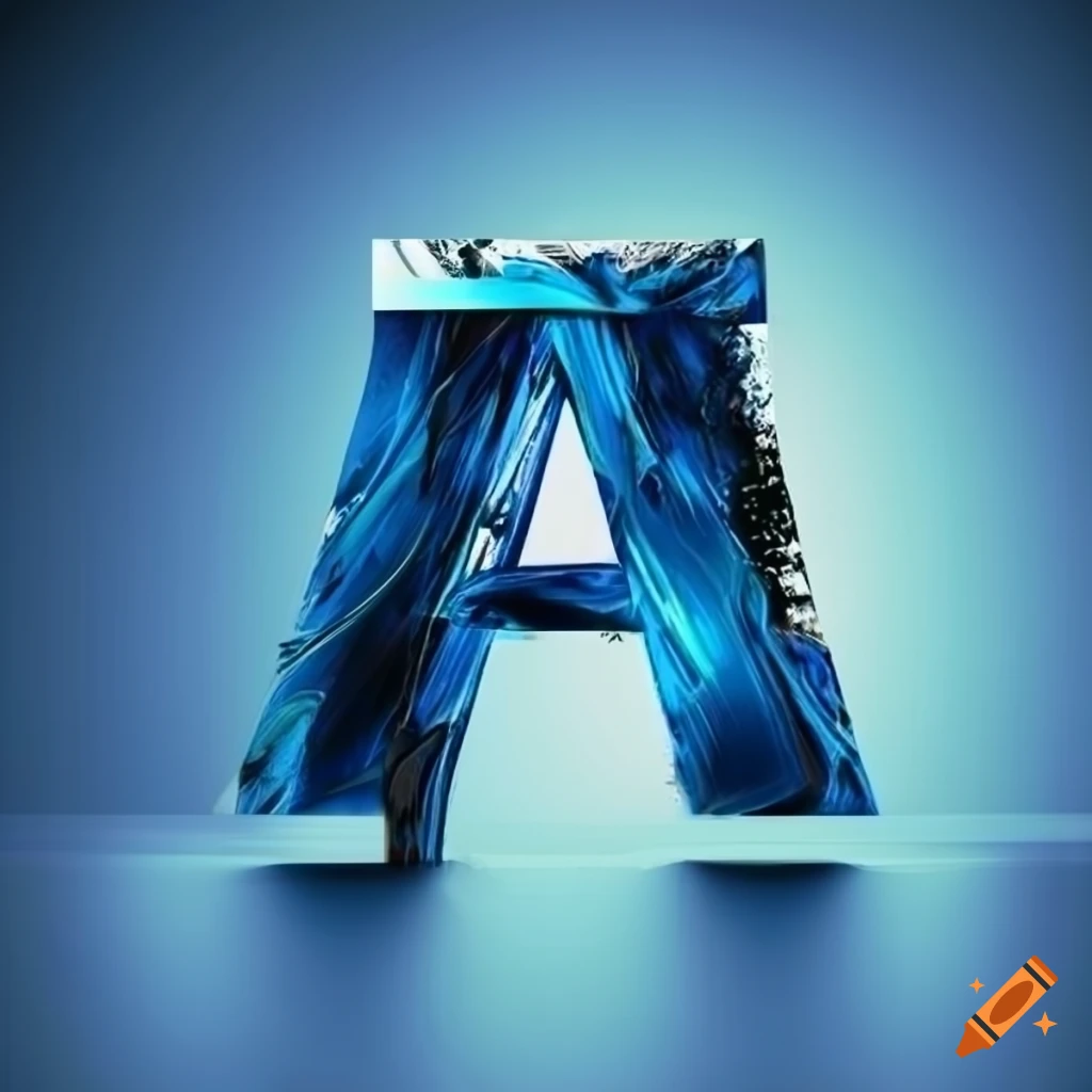 Blue and white abstract design with letter 'n'