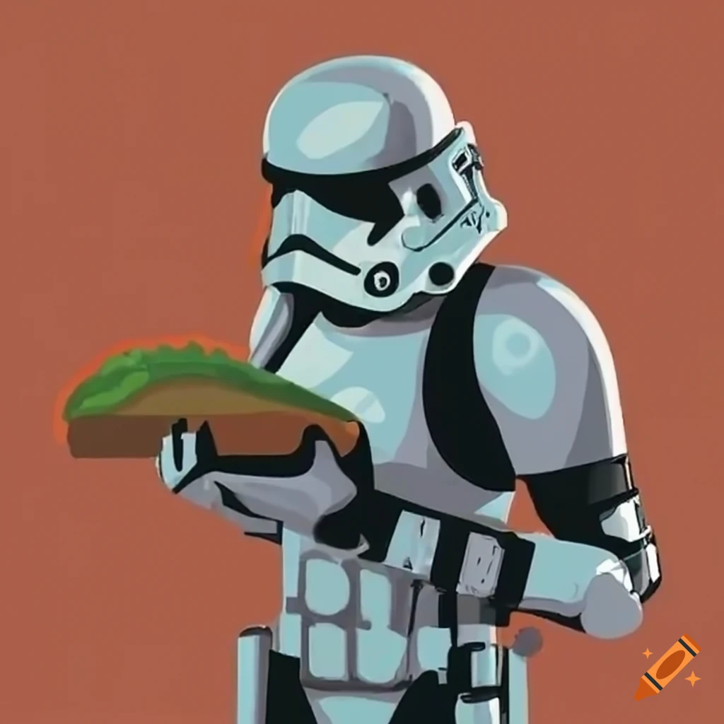 Stormtrooper holding a taco on Craiyon