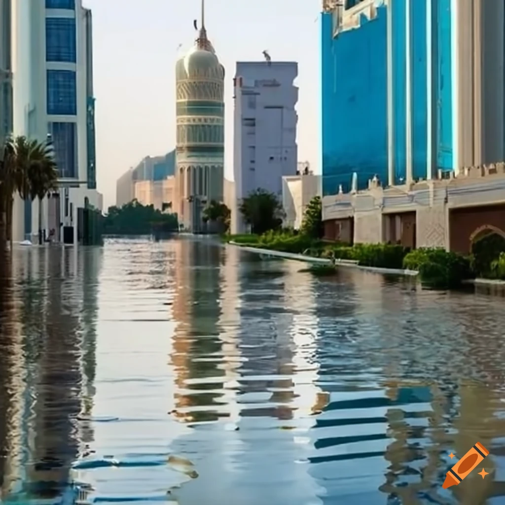 Muscat, oman skyline in 2070, featuring modern skyscrapers; streets ...