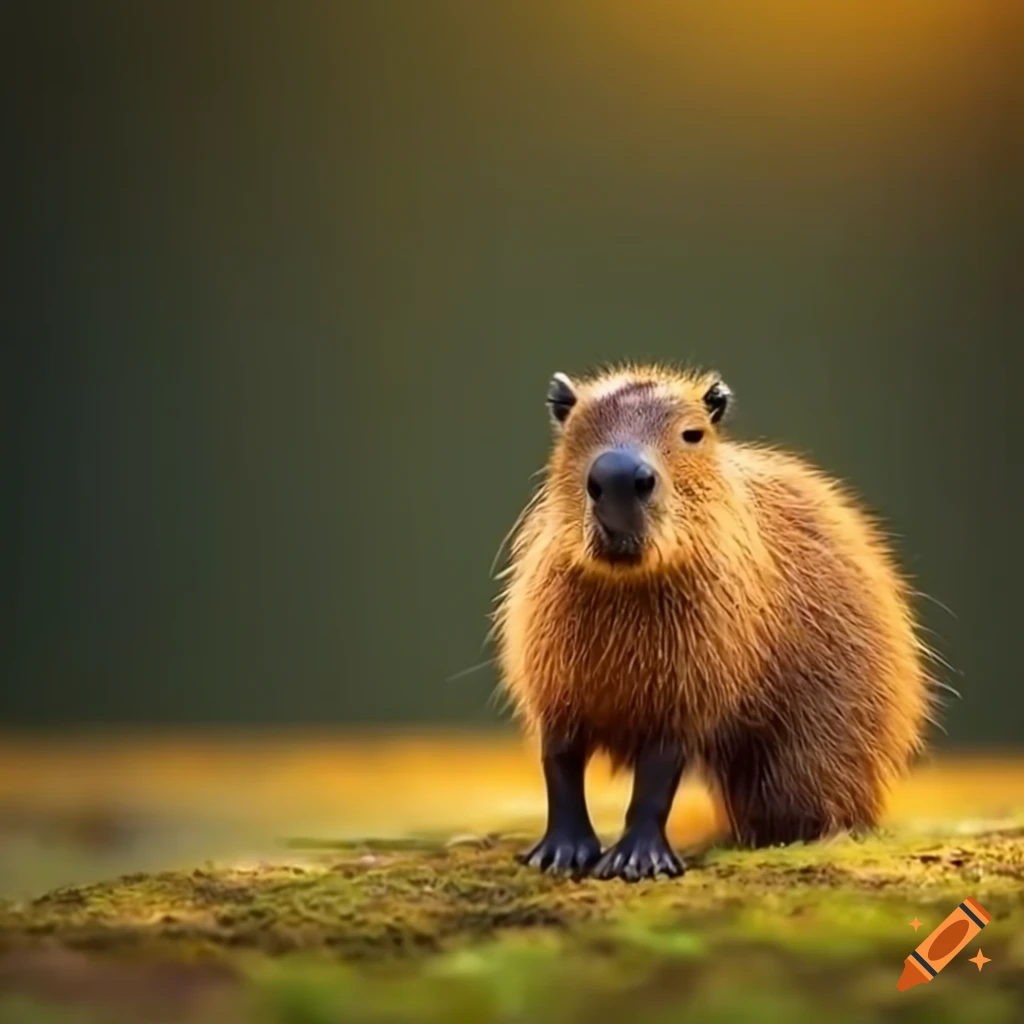 A beautiful background of nature with cute capybaras around on Craiyon