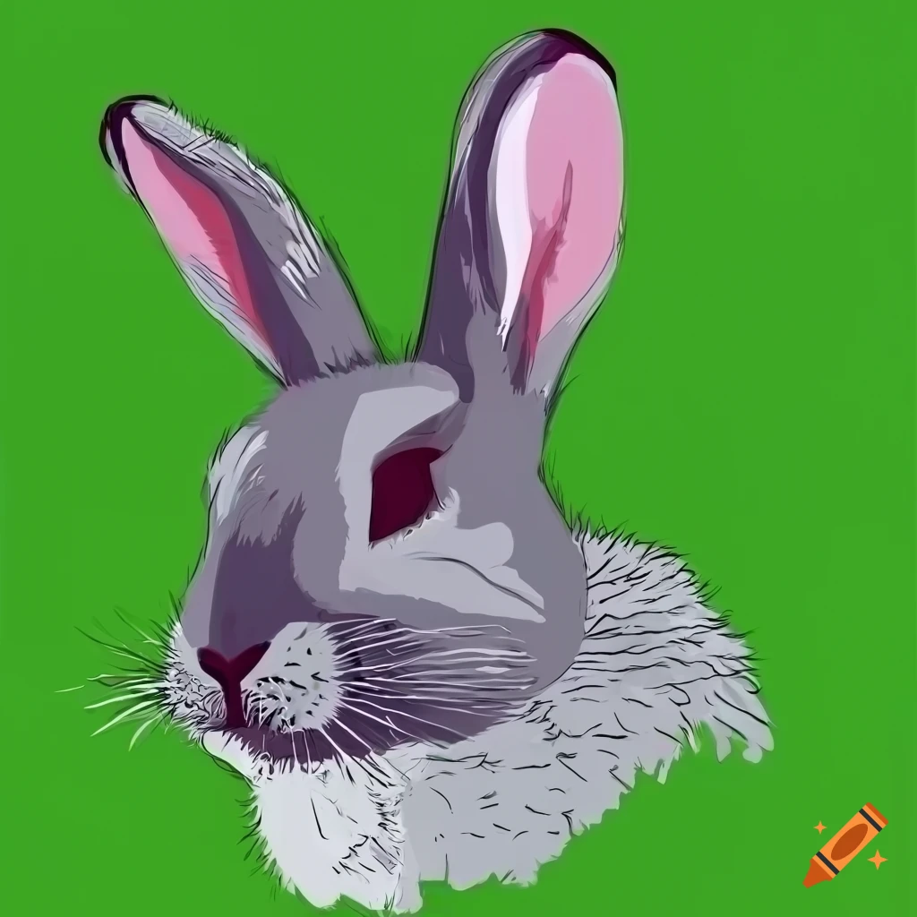 Grey rabbit on green mountainside, digital art, high resolution on Craiyon