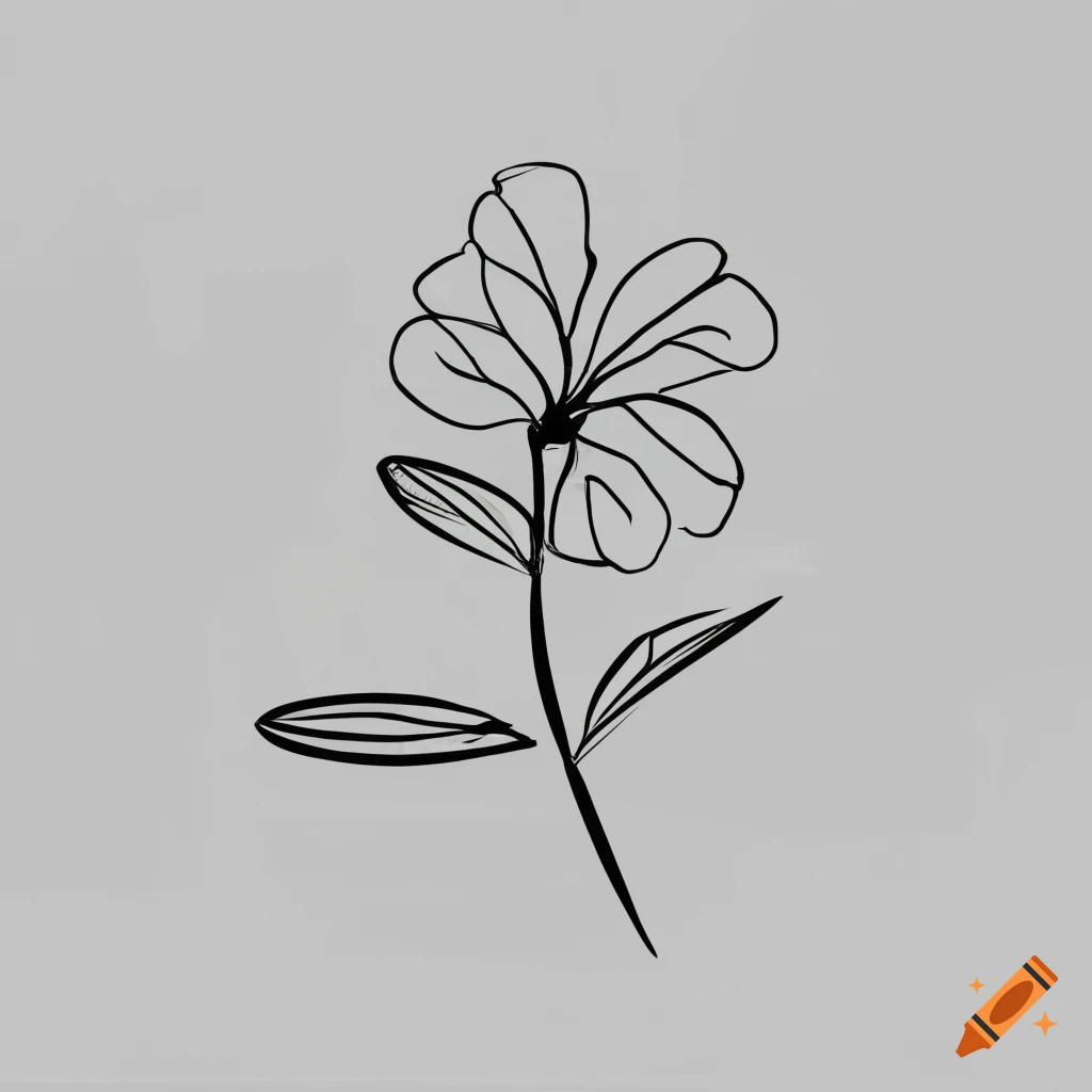 Hand drawn creative wildflower design, side profile, simple ...