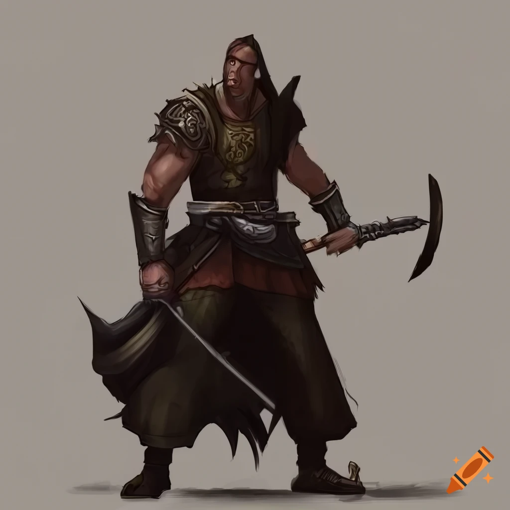 2d warrior with sword , plain background