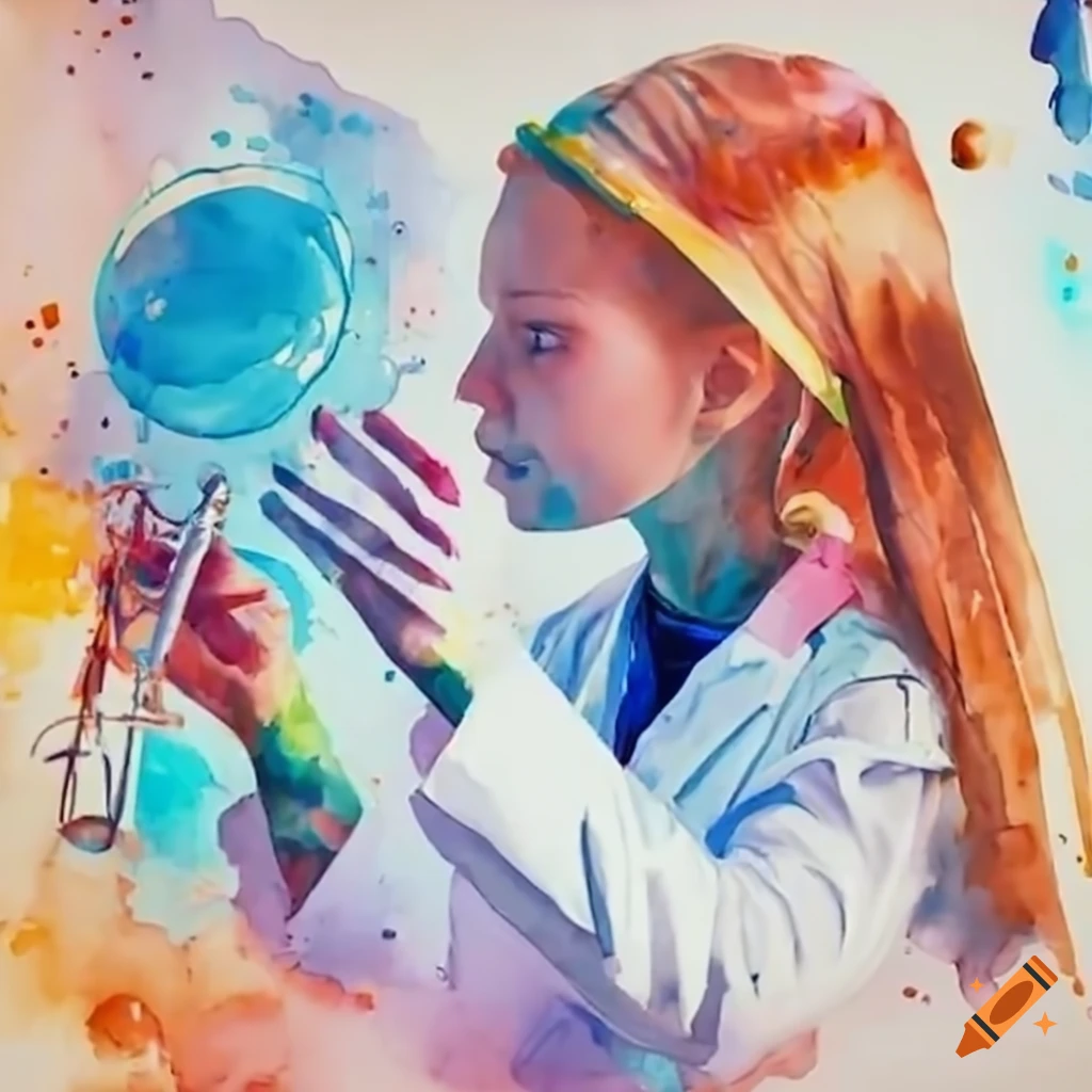 Students in lab coats looking at science experiment with curiosity on ...