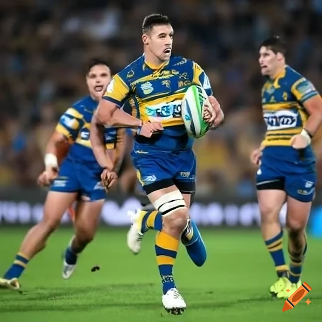 Parramatta eels rugby player catching a ball during a game