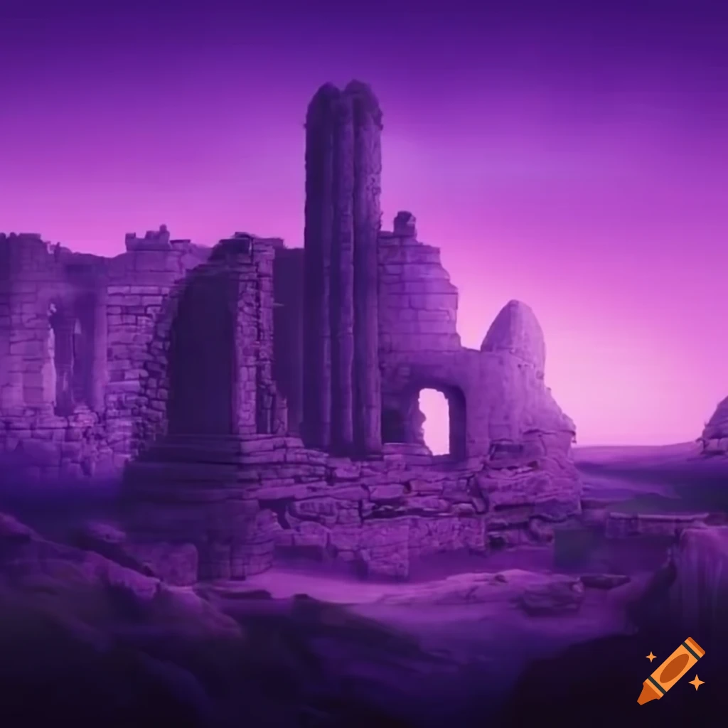Stone ruins ancient purple on Craiyon