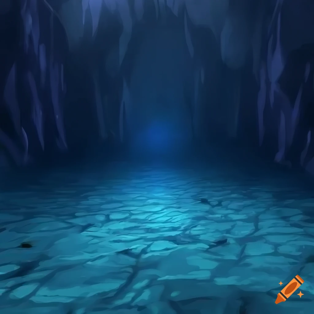Manga, dark blue cave floor, high resolution on Craiyon