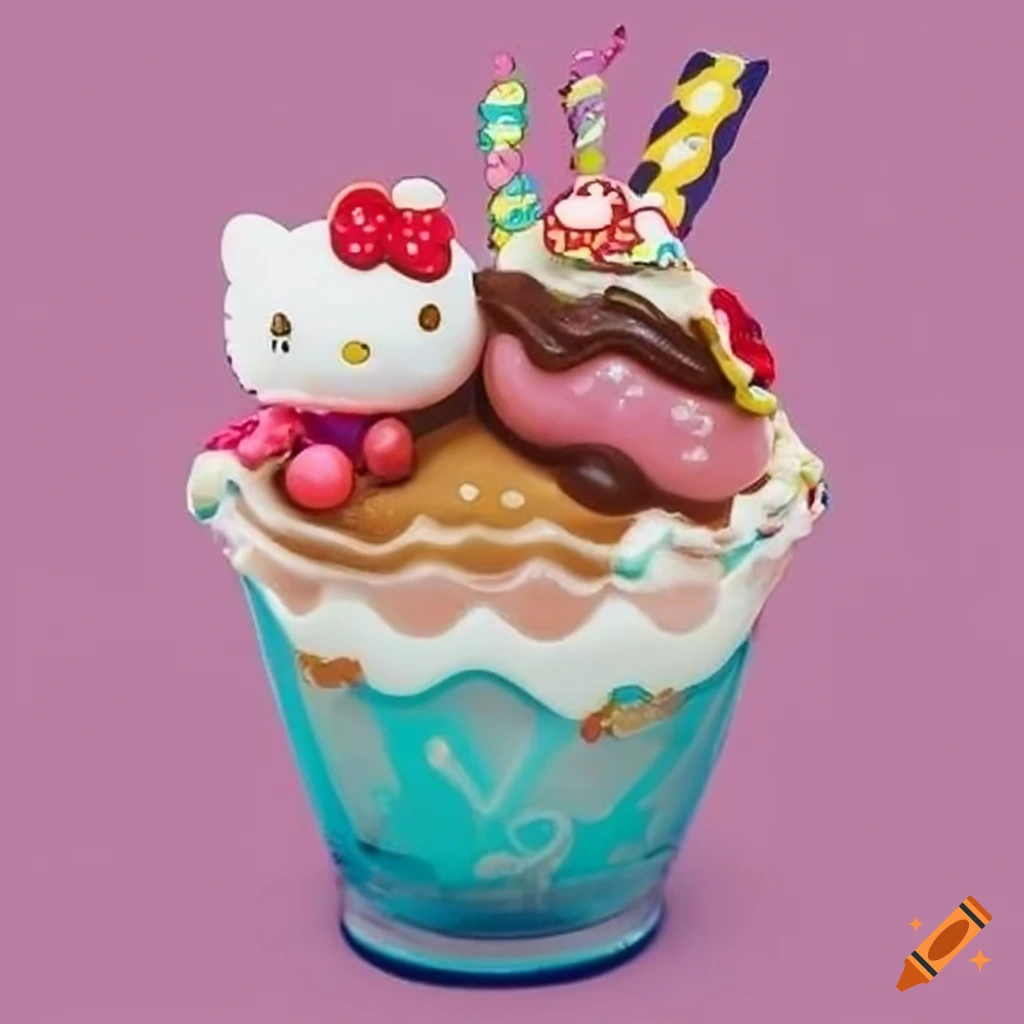 Sanrio hello kitty dessert sundae on Craiyon