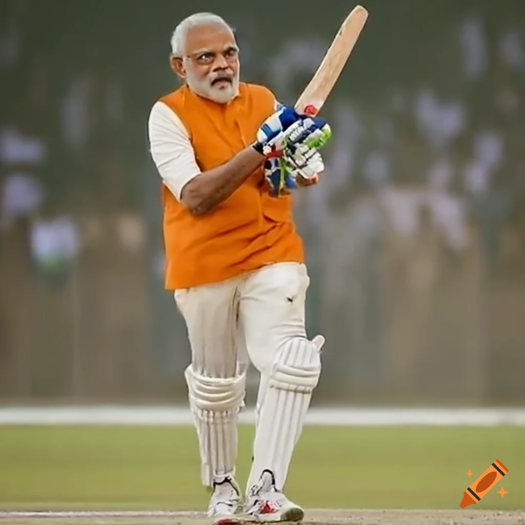 Narendra modi batting in cricket ground