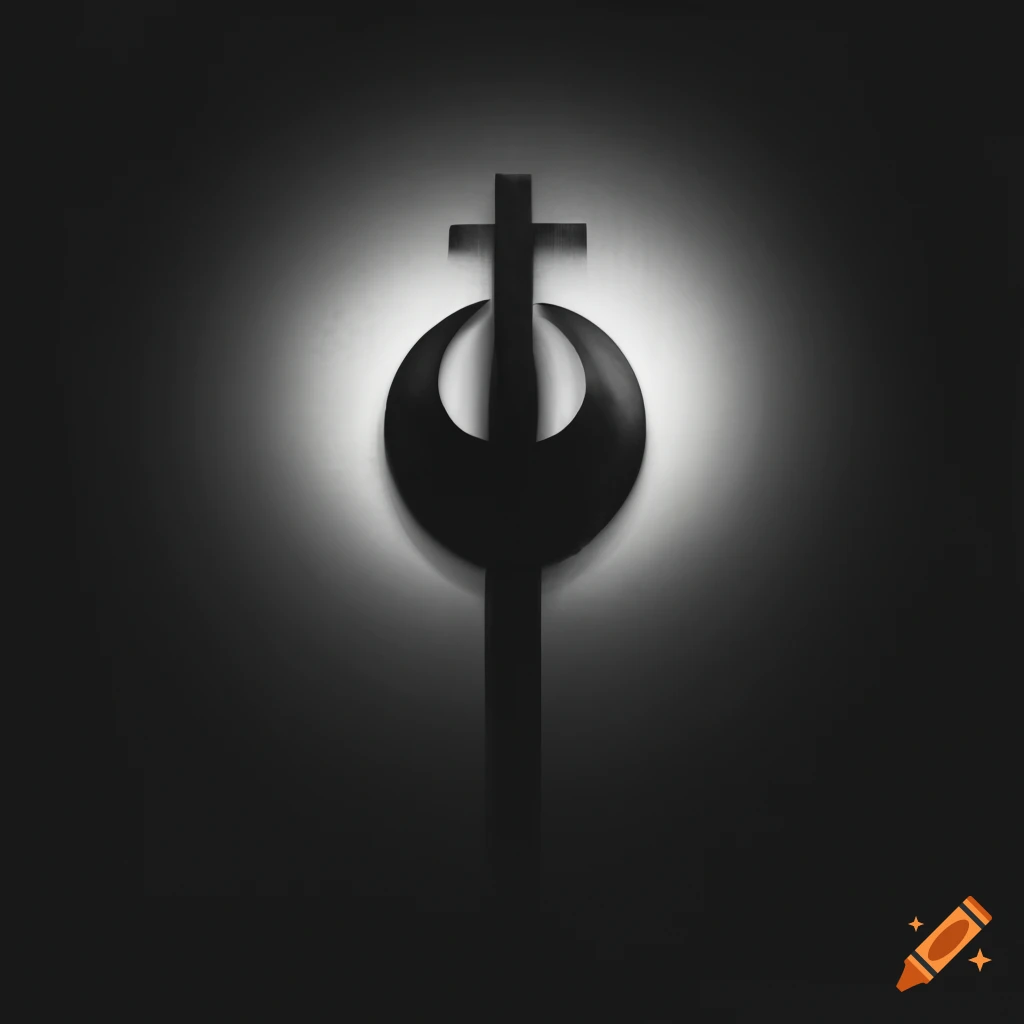 Holy symbol in white, surrounded by black