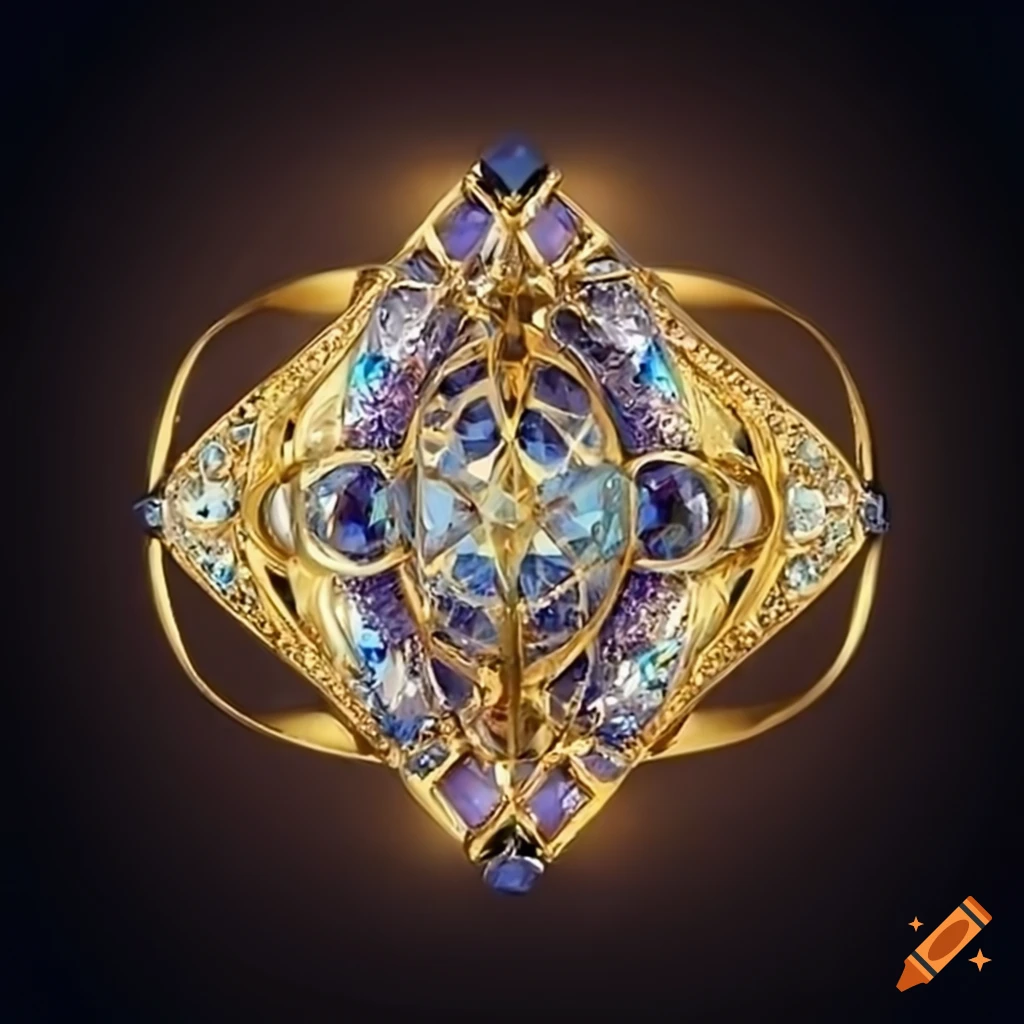 18k white and yellow gold futuristic, fantasy, freeform, and high tech ...