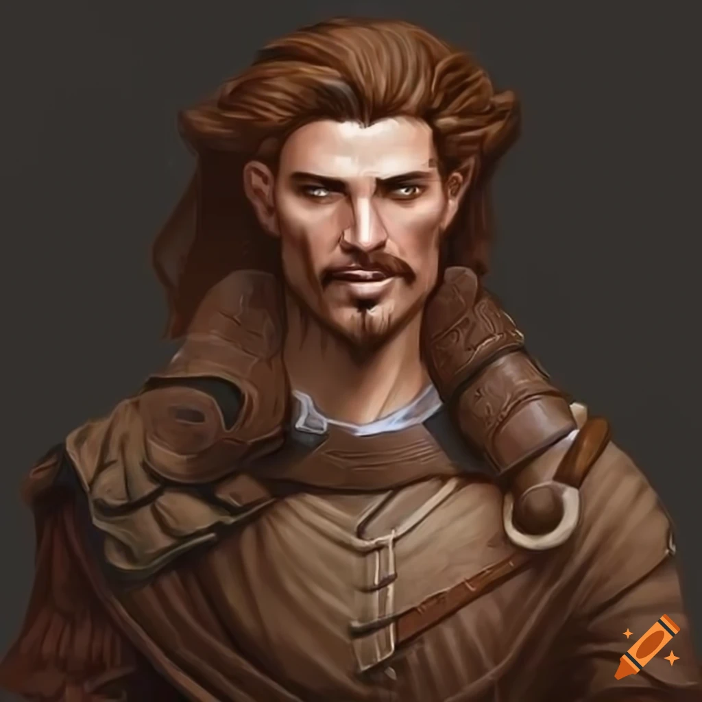 D&d human male rogue, brown hair, brown goatee, leather jerkin, bastard ...