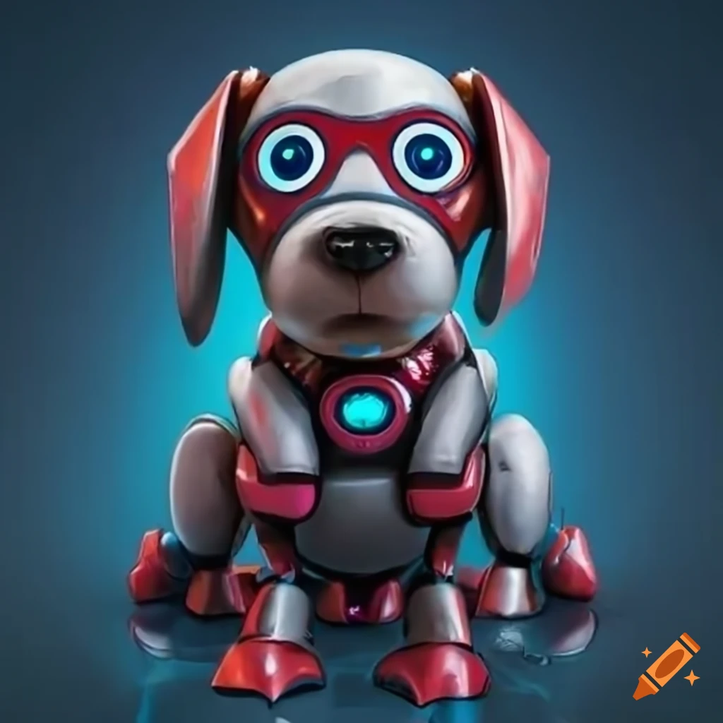 Happy superhero robot dog on Craiyon
