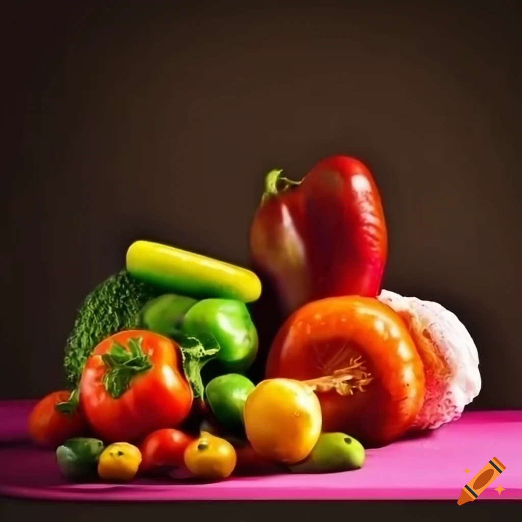 Colorful recipe book with fresh vegetables on the cover on Craiyon