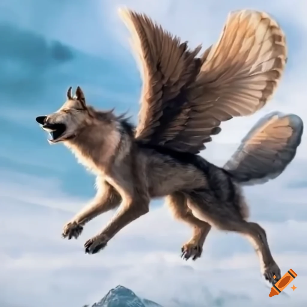 Lobo Con Alas Volando