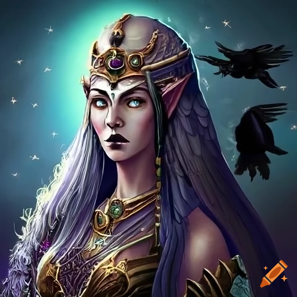 Create a visually striking representation of Morai-heg, the Crow ...