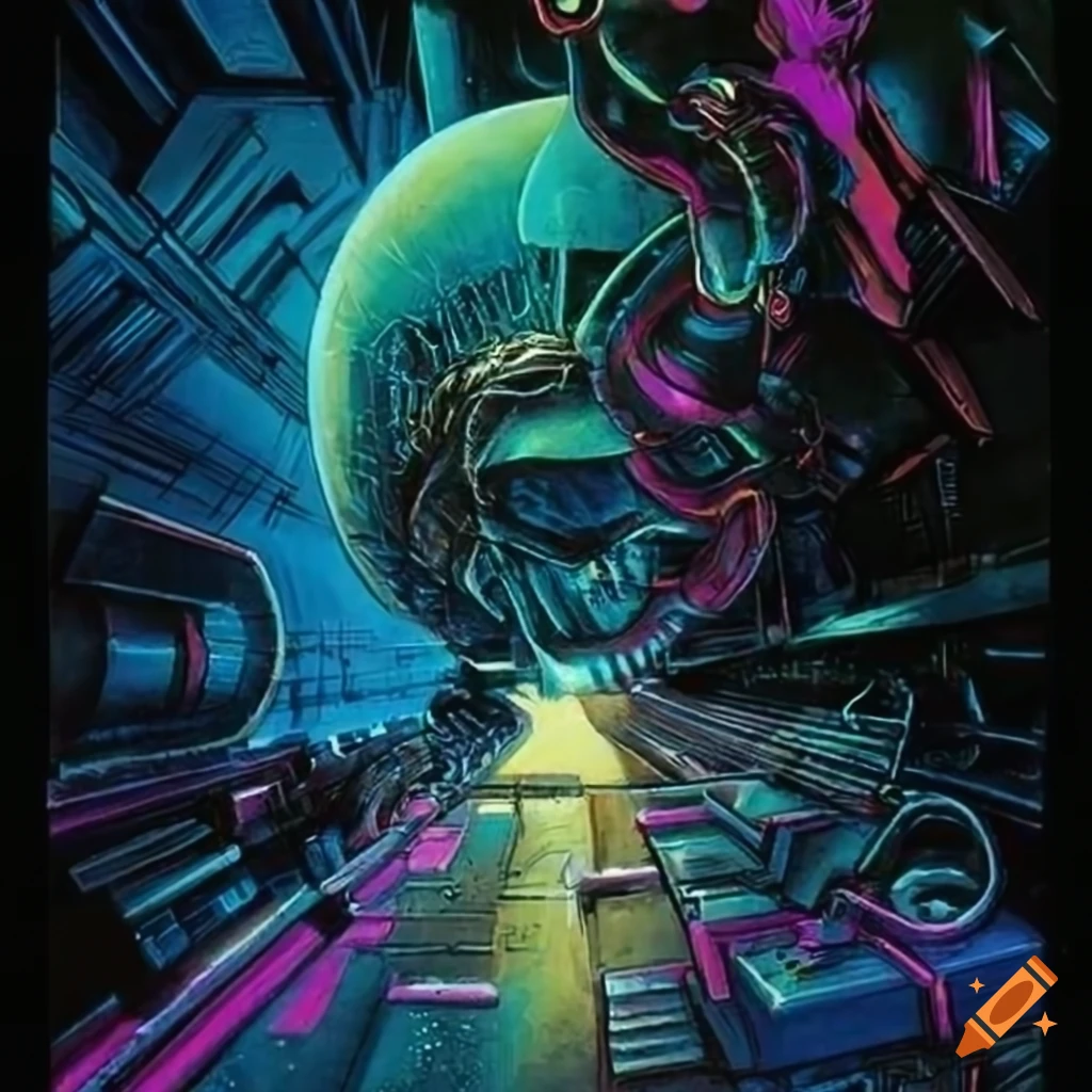 80s sci fi membrane machine art on Craiyon