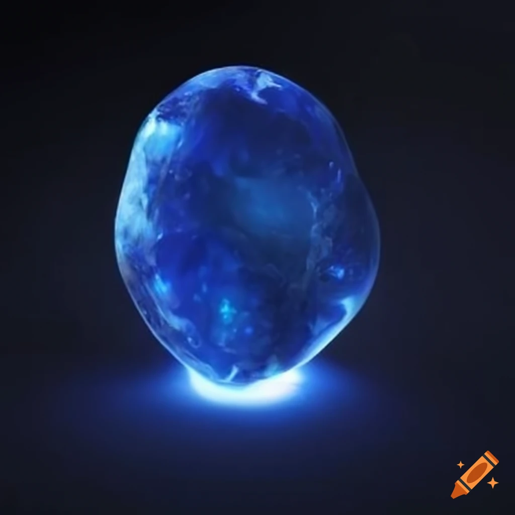A magic stone blue,glowing on Craiyon