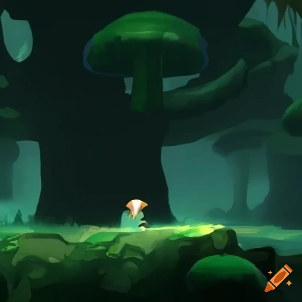 A fantasy 2d platformer mushroom level design on Craiyon