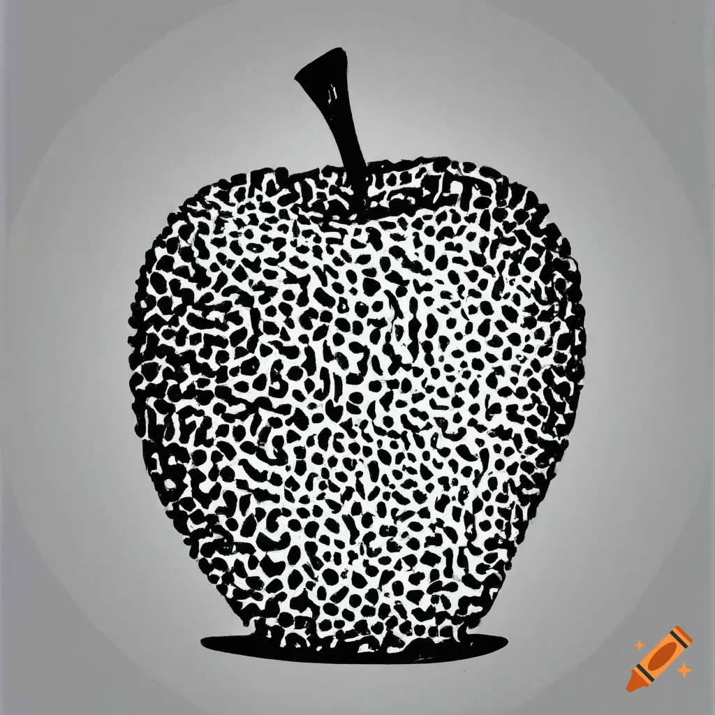 Red apple made in pointillism style, made by child on Craiyon