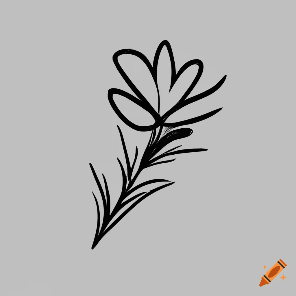 Hand drawn creative wildflower design, side profile, simple ...