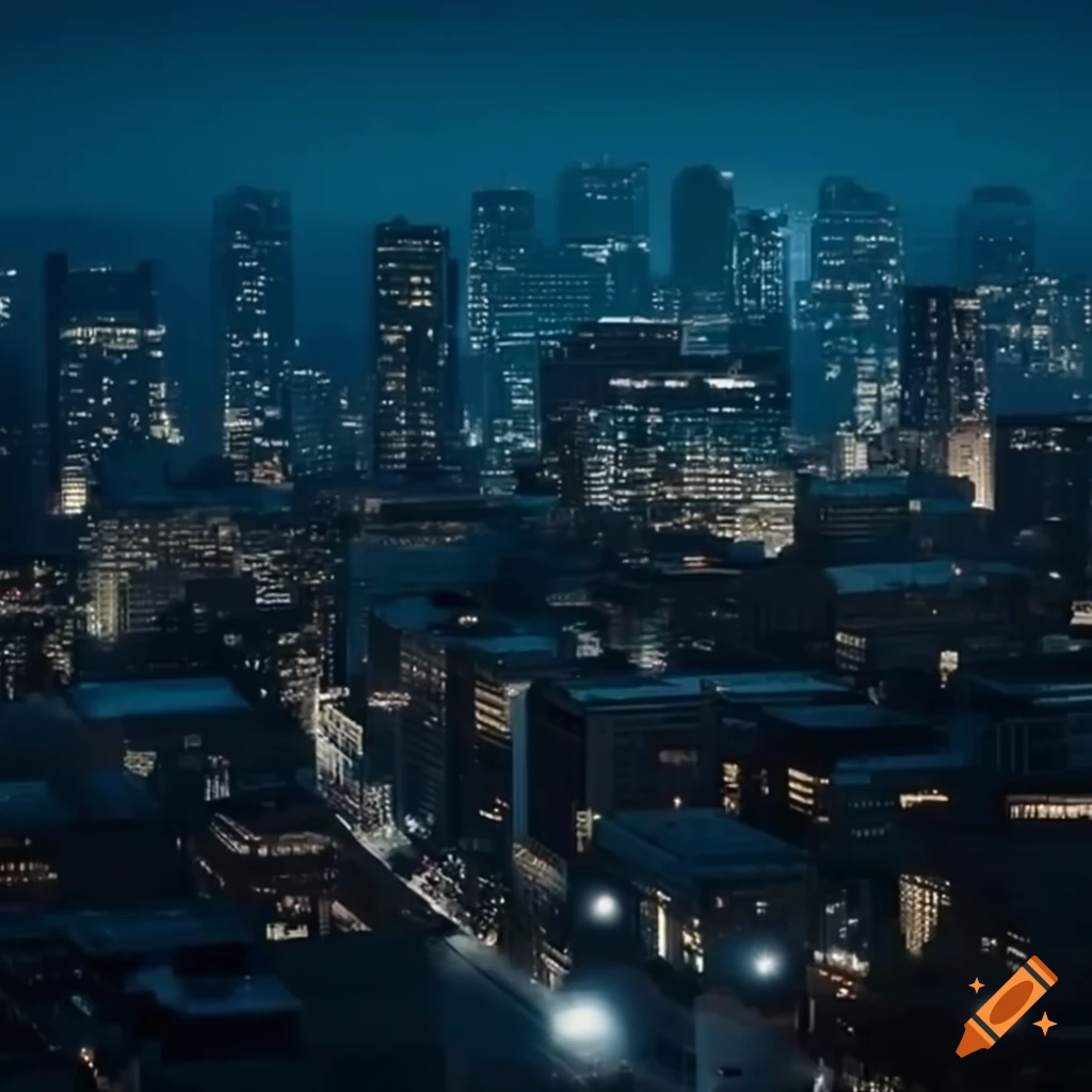 City seen from lonfe with cinematic lighting