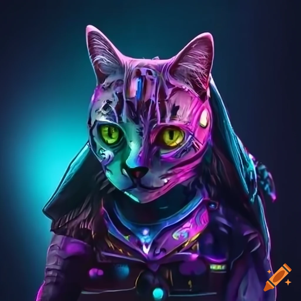 Cyber cat on Craiyon