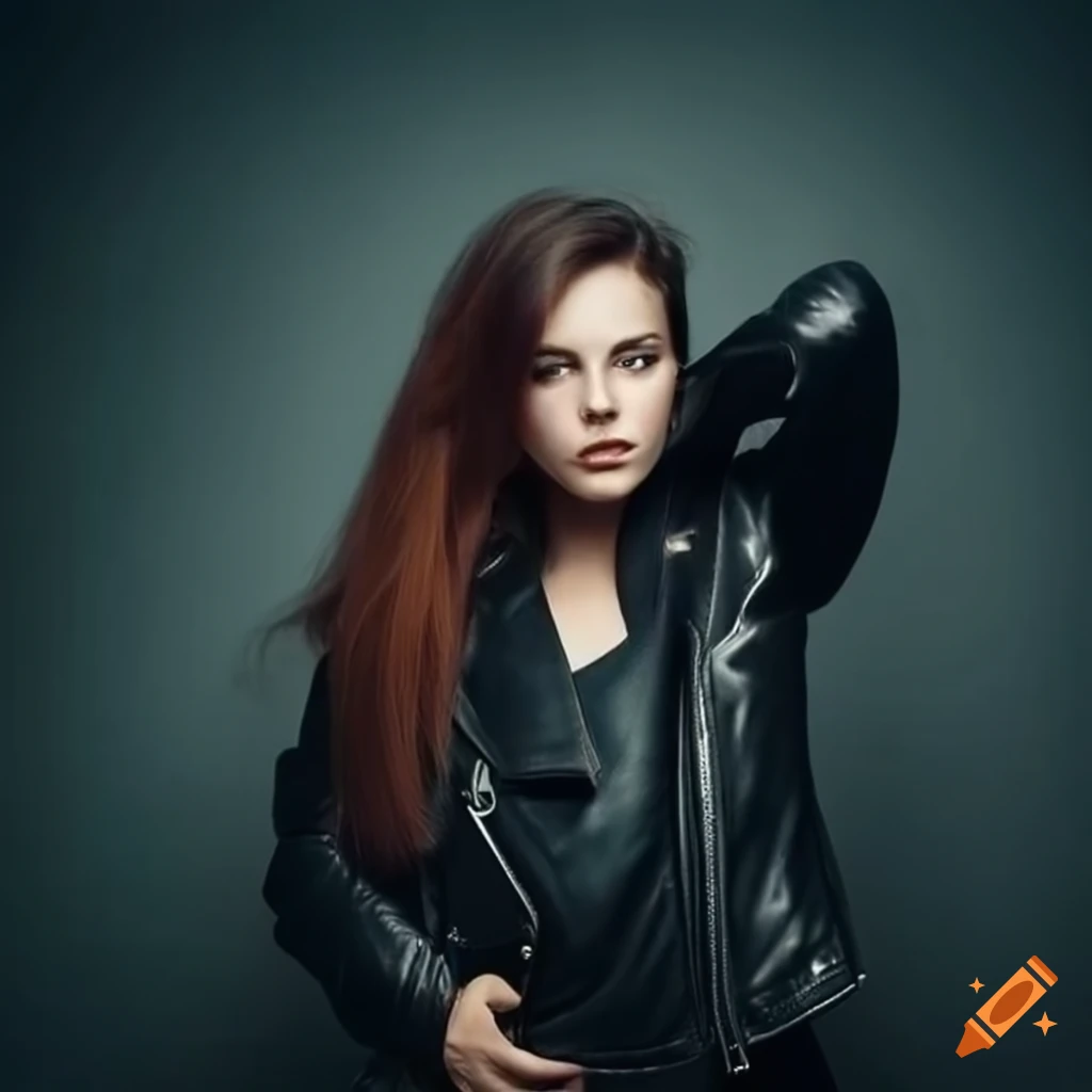 Girl in leather jacket