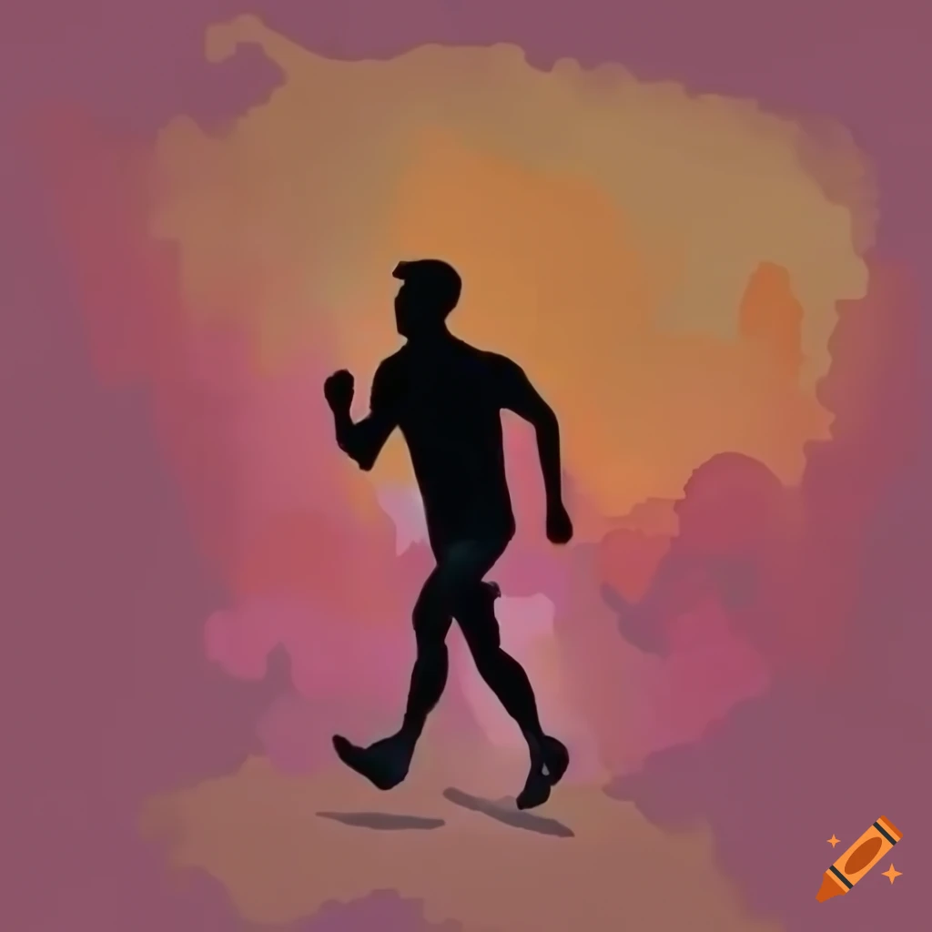 La silueta de un hombre corriendo, extenuado; al fondo una ciudad ...