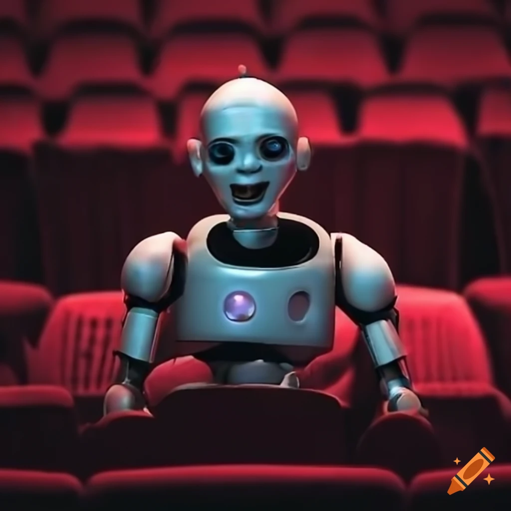 Watching a scary movie with a robot at the theatre
