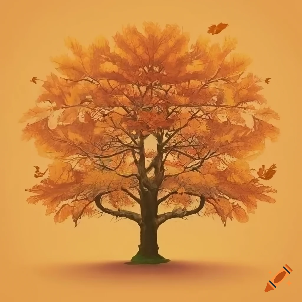 Oak Tree In Fall Painting
