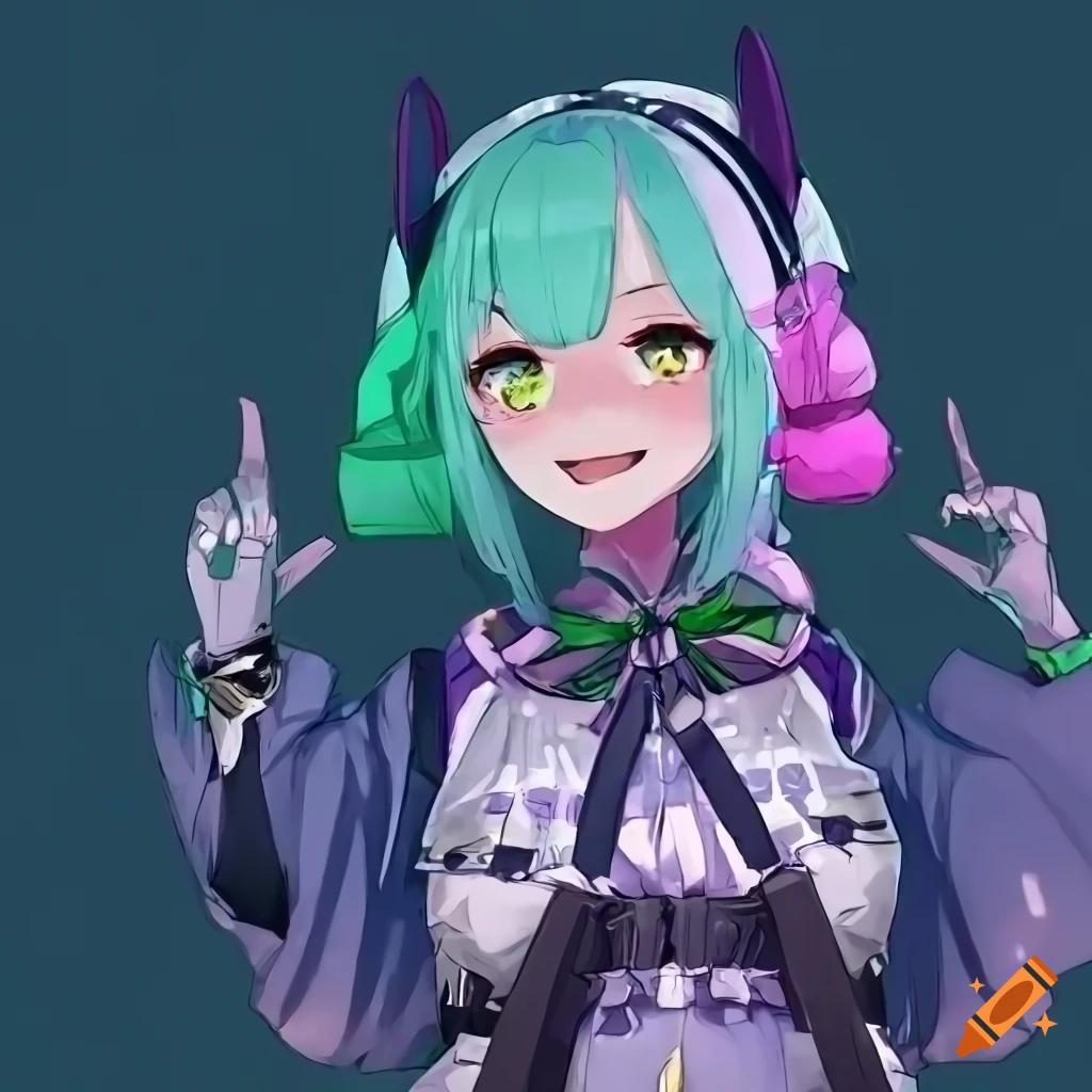 Nijisanji's vtuber finana ryugu wearing techwear on Craiyon