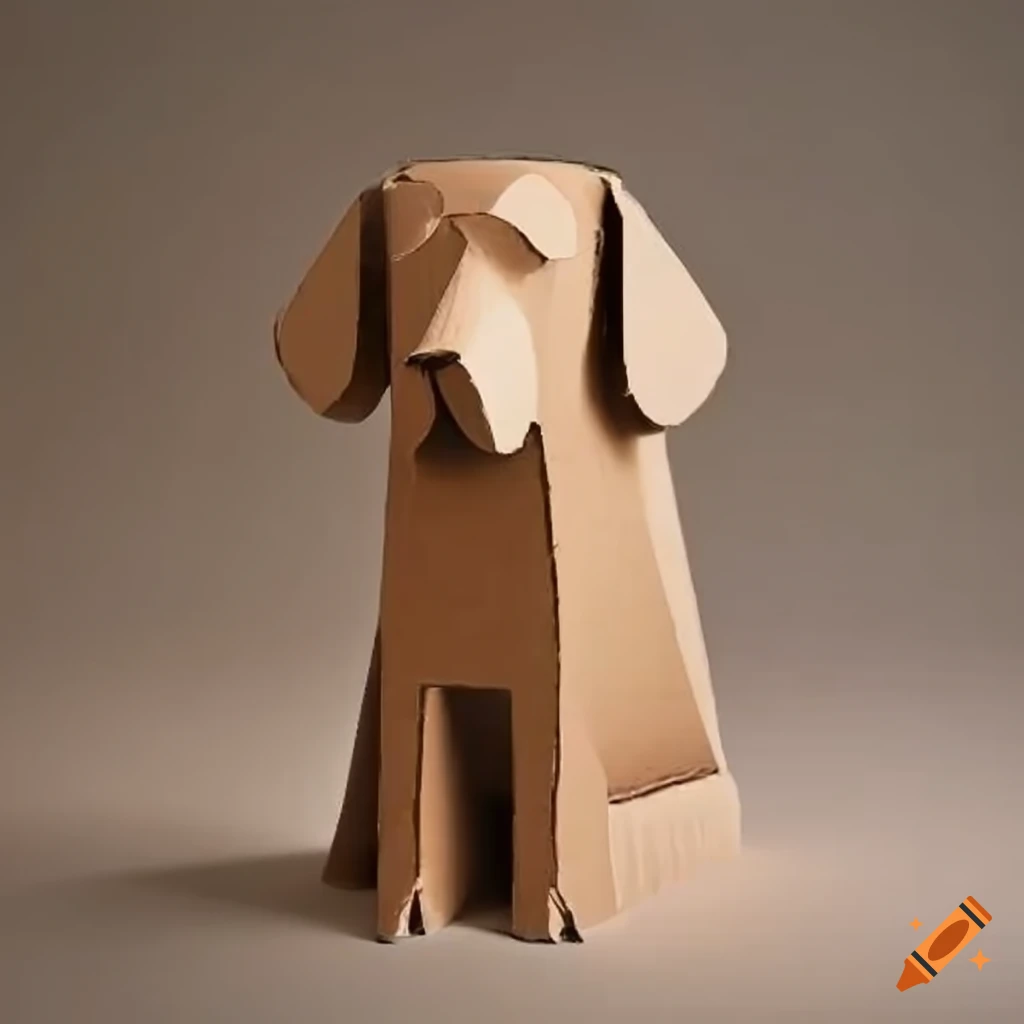 Cardboard dog statue on Craiyon