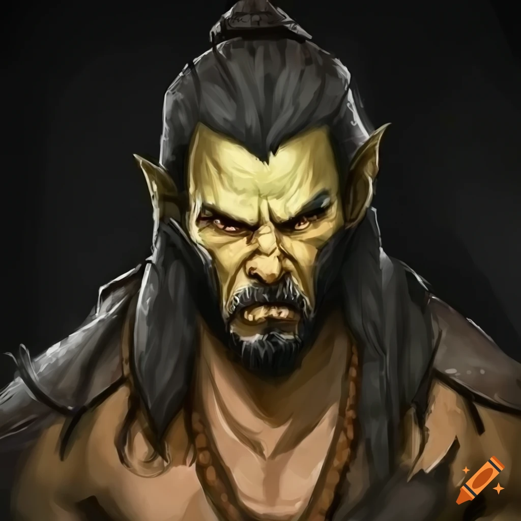 Keanu Reeves as an orc warrior monk from a fantasy world on Craiyon