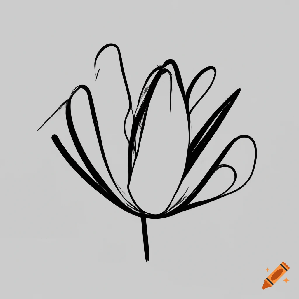 Hand drawn creative wildflower design, side profile, simple ...