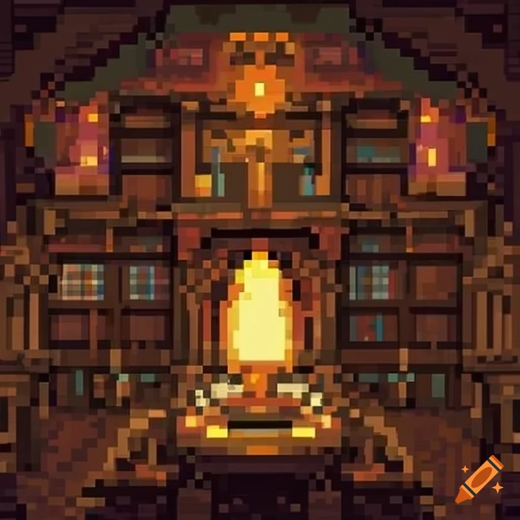 Wizard's library pixel art