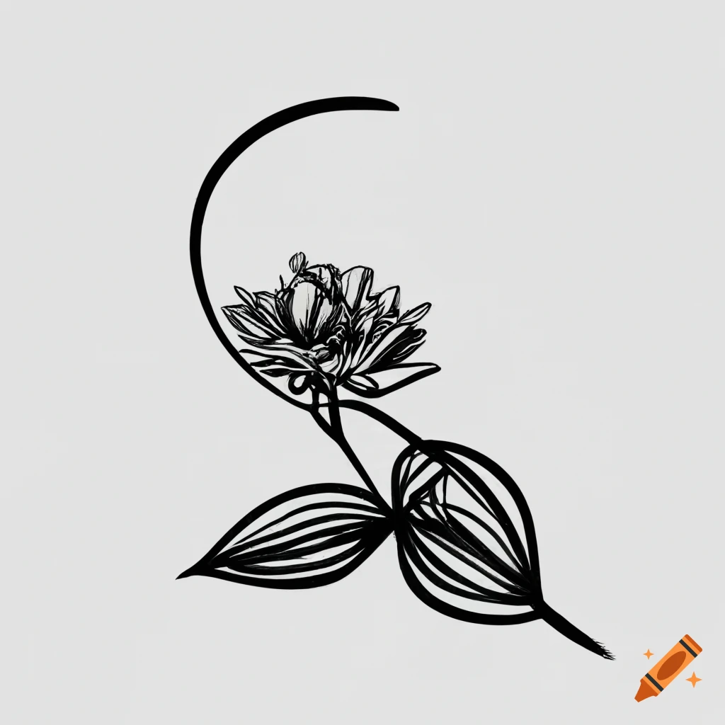 Hand drawn creative wildflower design, side profile, simple ...